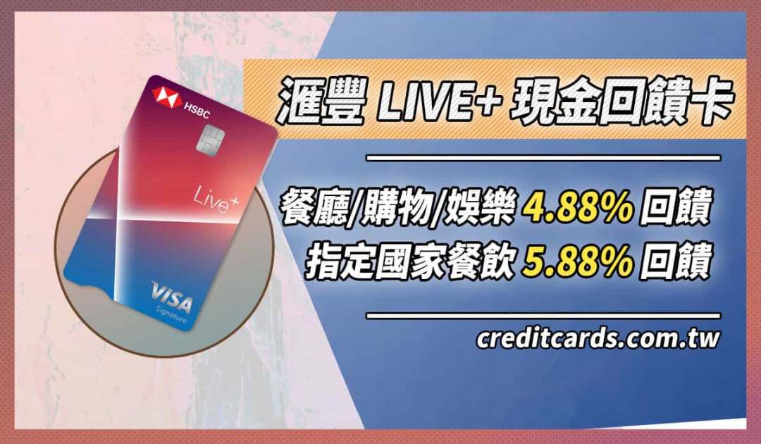 滙豐Live+現金回饋卡，指定國外餐飲通路最高5.88%回饋 - CreditCards